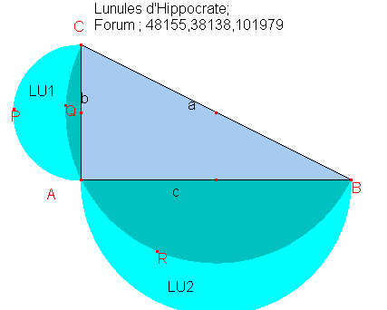 Lunules d'Hippocrate, exercice de géométrie - 101979