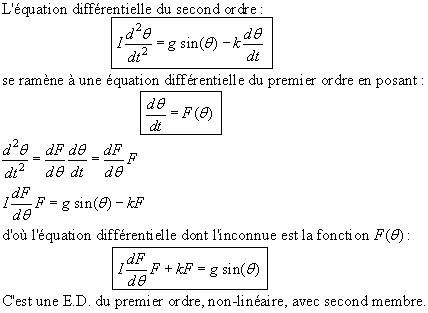 Equa Diff du pendule avec frottement - forum mathématiques - 207002