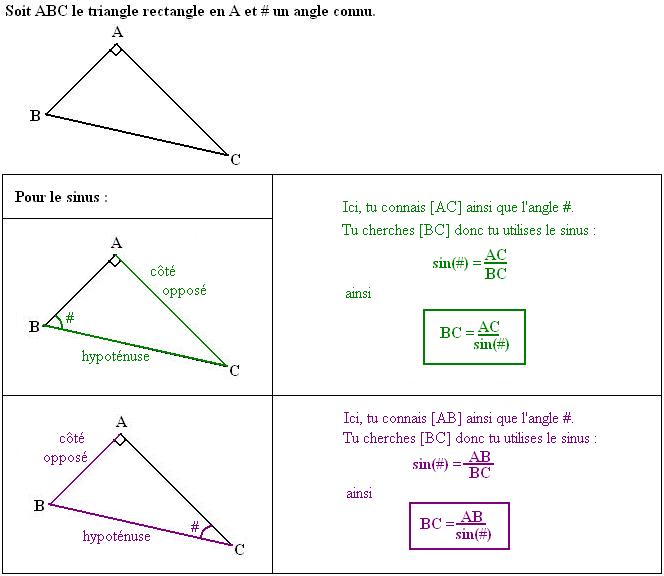 trigo dans le triangle rectangle : exercice de mathématiques de ...