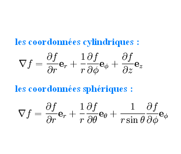 Gradient (coordonnées cylindriques & sphériques) : exercice de ...