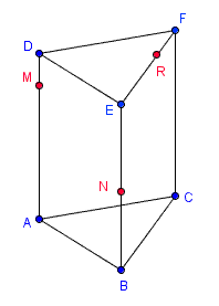 Prisme droit ABCDEF, exercice de /THÈME/ géométrie dans l espace - 283539