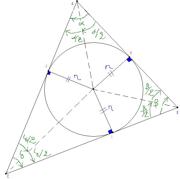 cercle inscrit dans un triangle ABC : exercice de mathématiques de ...