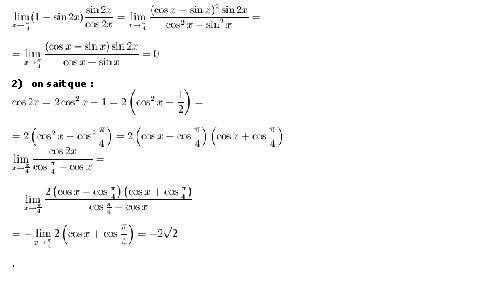 formules trigo - Forum mathématiques terminale Limites de fonctions ...