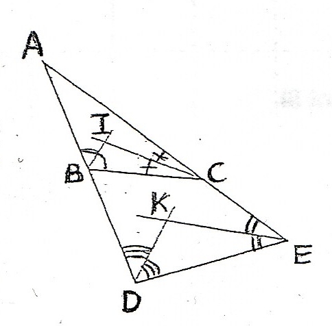 Démonstration de points alignés dans un triangle....bissectrices ...