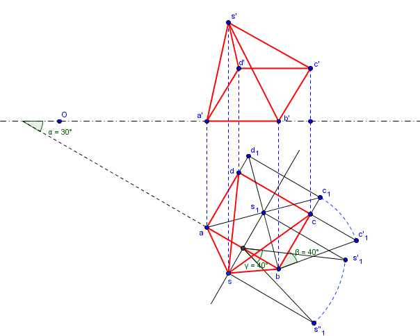 géométrie descriptive, exercice de géométrie - 289299
