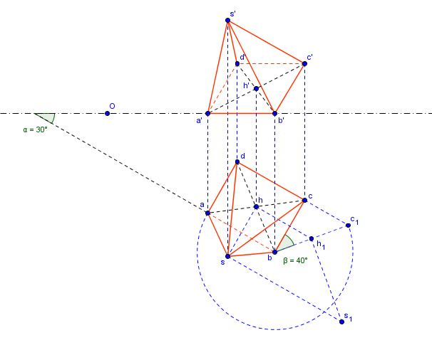 géométrie descriptive, exercice de géométrie - 289299