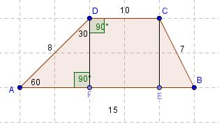 trapèze, exercice de trigonométrie et fonctions trigonométriques - 361114