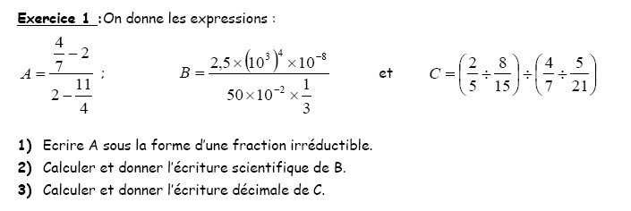 Exo de Math , exercice de calcul numérique - 387304
