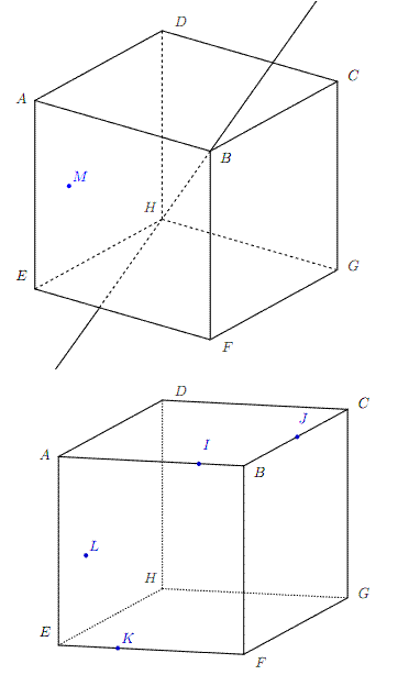 intersect°d'1 cube et d'une droite,section d'1 cube par 1 plan ...