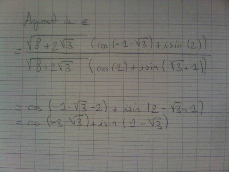 Argument d'un nombre complexe : exercice de mathématiques de terminale ...