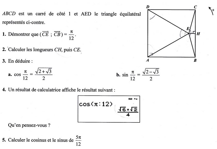 Dm : trigonométrie cosinus et sinus avec racine carré - forum de maths ...