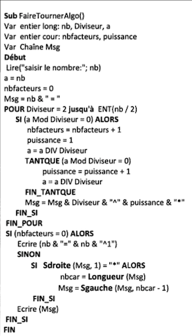 Faire "tourner" un pseudo code : exercice de mathématiques de école ...