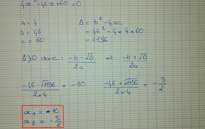 DM sur le second degré - forum mathématiques - 619272