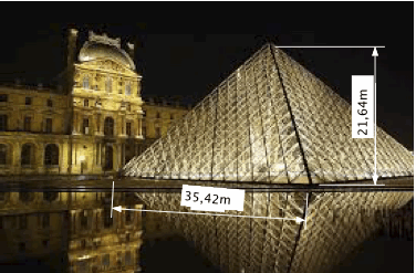 la pyramide du louvre est une pyramide régulière ? base carrée de 35 m de côté et de 22 m de ...