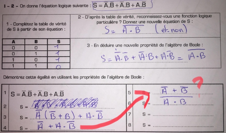 logique - Algèbre de Boole, exercice de logique - 822319