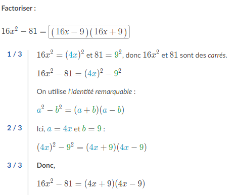 identités remarquable : exercice de mathématiques de troisième - 868103