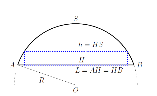 Aire maximale d'un rectangle inscrit dans un segment circulaire ...
